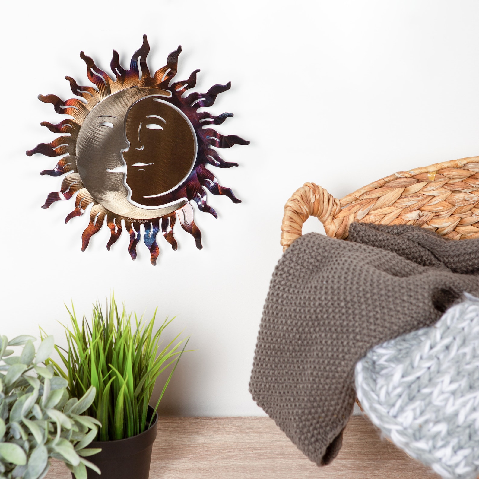 Wrought Iron Sun and Moon Sculpture Wall Art - Etsy