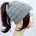 Gray Ponytail Hat Scarf, Ponytail Beanie, Transformer Hat, Hat With ...