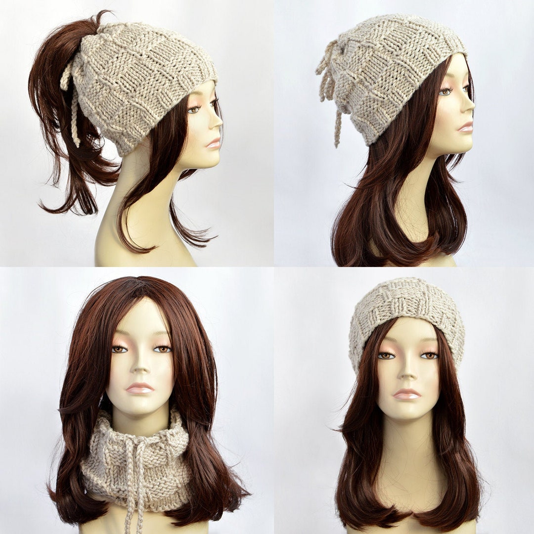 Ponytail Hat Scarf, Ponytail Beanie, Transformer Hat, Hat With Hole ...