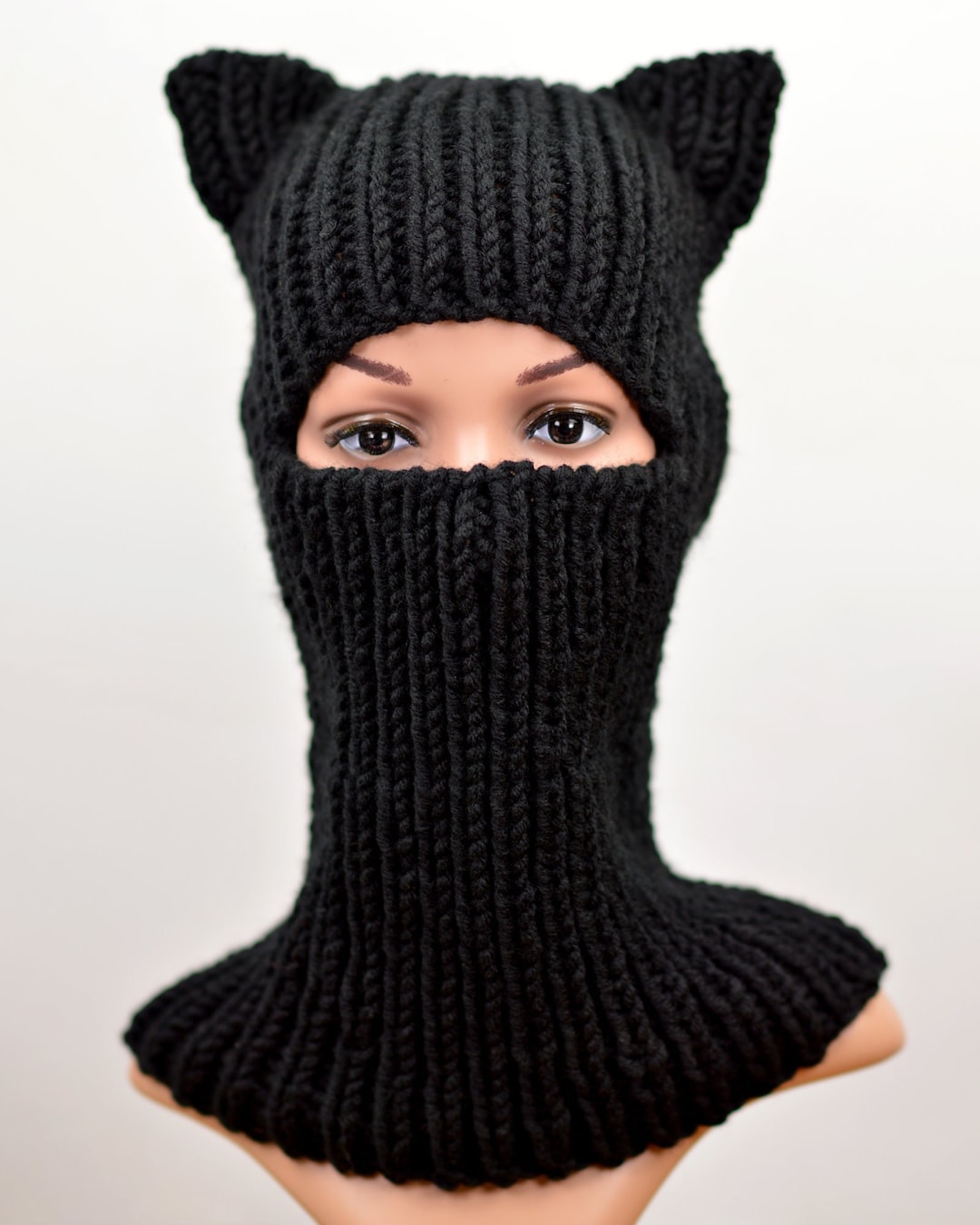 Cat Ear Balaclava Winter Animal Hood Cat Ear Beanie Hat Scarf Cat ...
