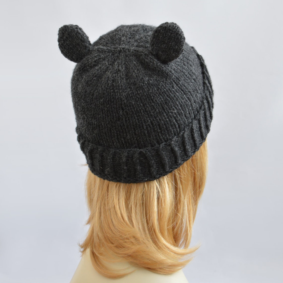 Black Bear Hat Knit Bear Ear Hat or Bear Beanie Womens Bear | Etsy