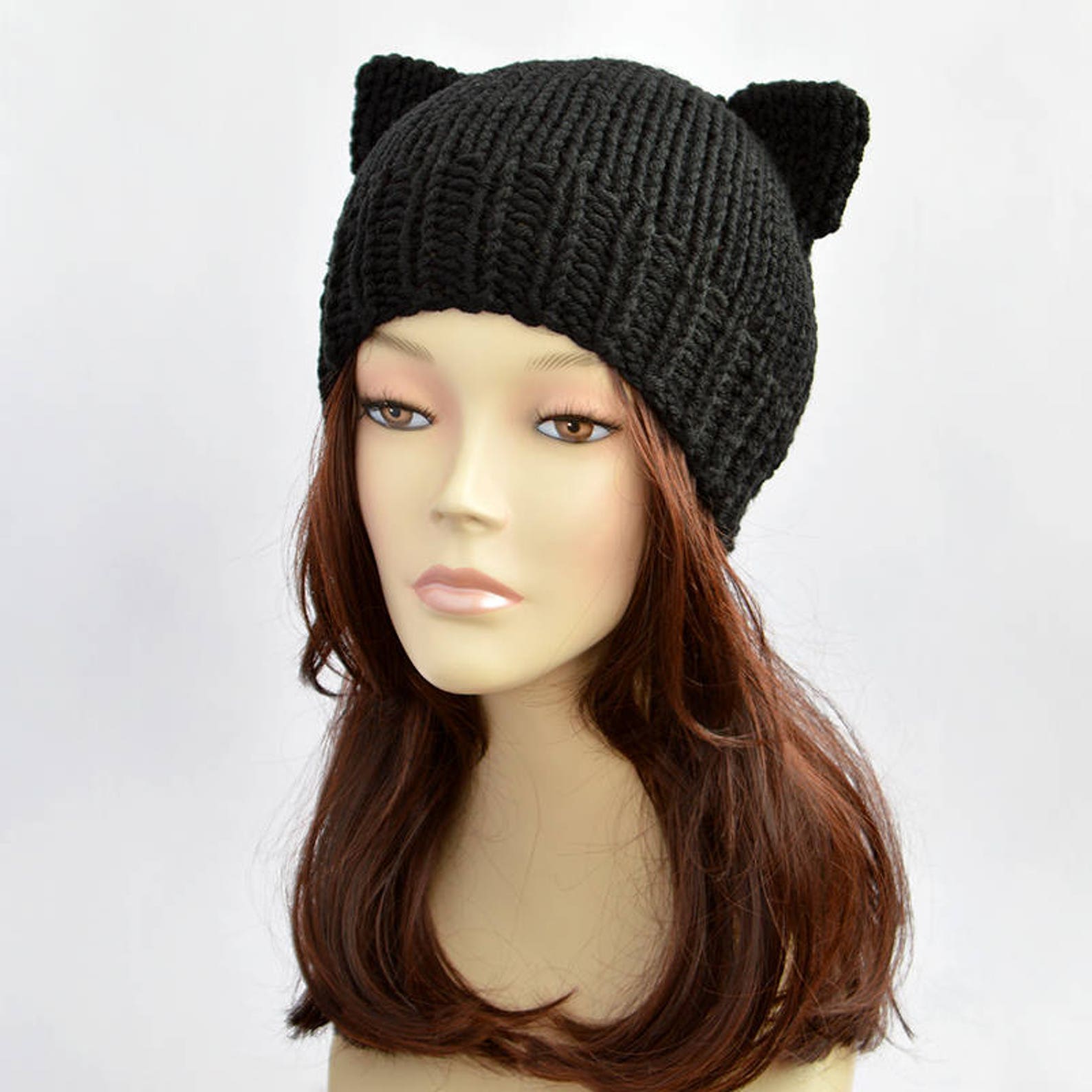 Cat Hat Knitting Pattern // Womens Knit Hat Pattern Pattern - Etsy