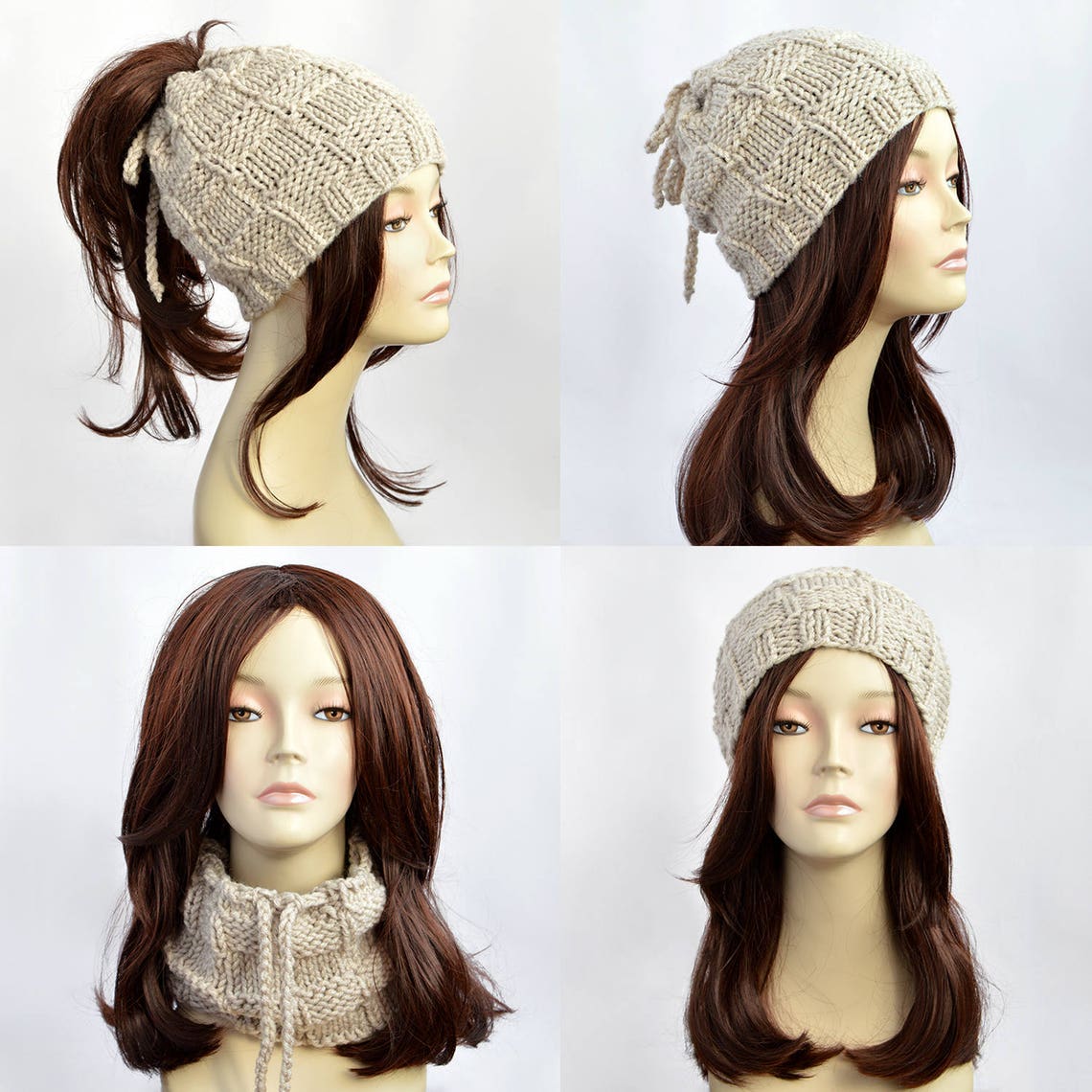 Ponytail Hat Pattern // Easy Knitting Pattern Hat Pattern | Etsy