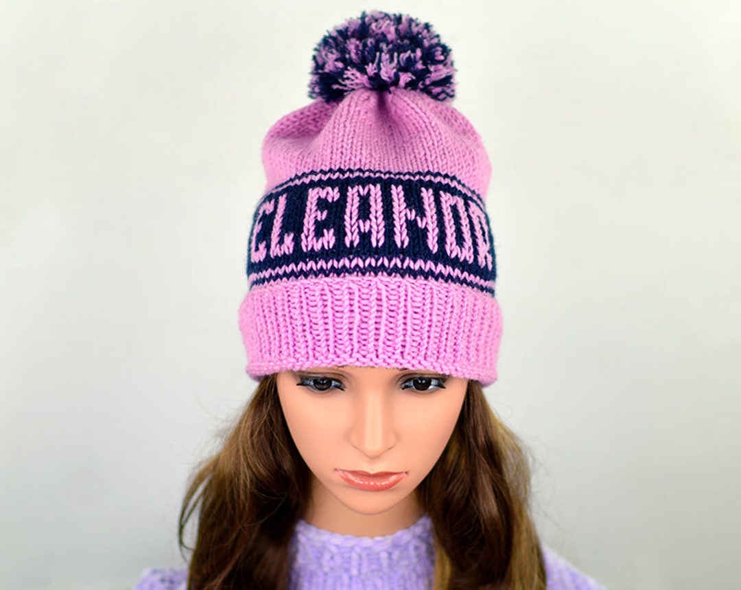 Custom Winter Hat Pom Pom Adult Woman Man Personalize Beanie Knitted ...