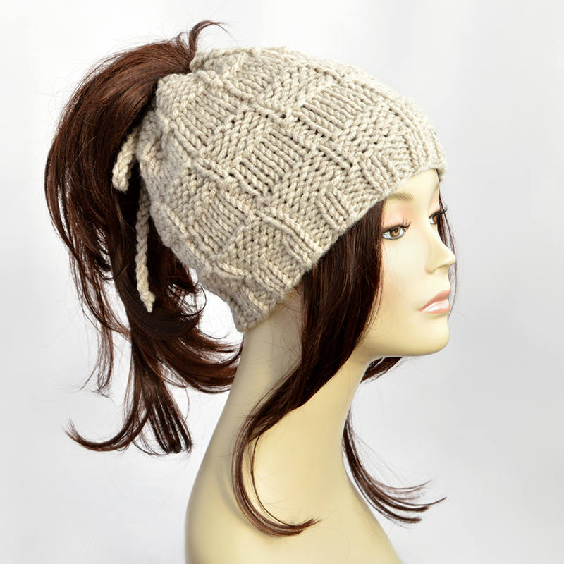 Hat Knitting Pattern // Ponytail Hat Pattern, Ponytail Beanie, Womens ...