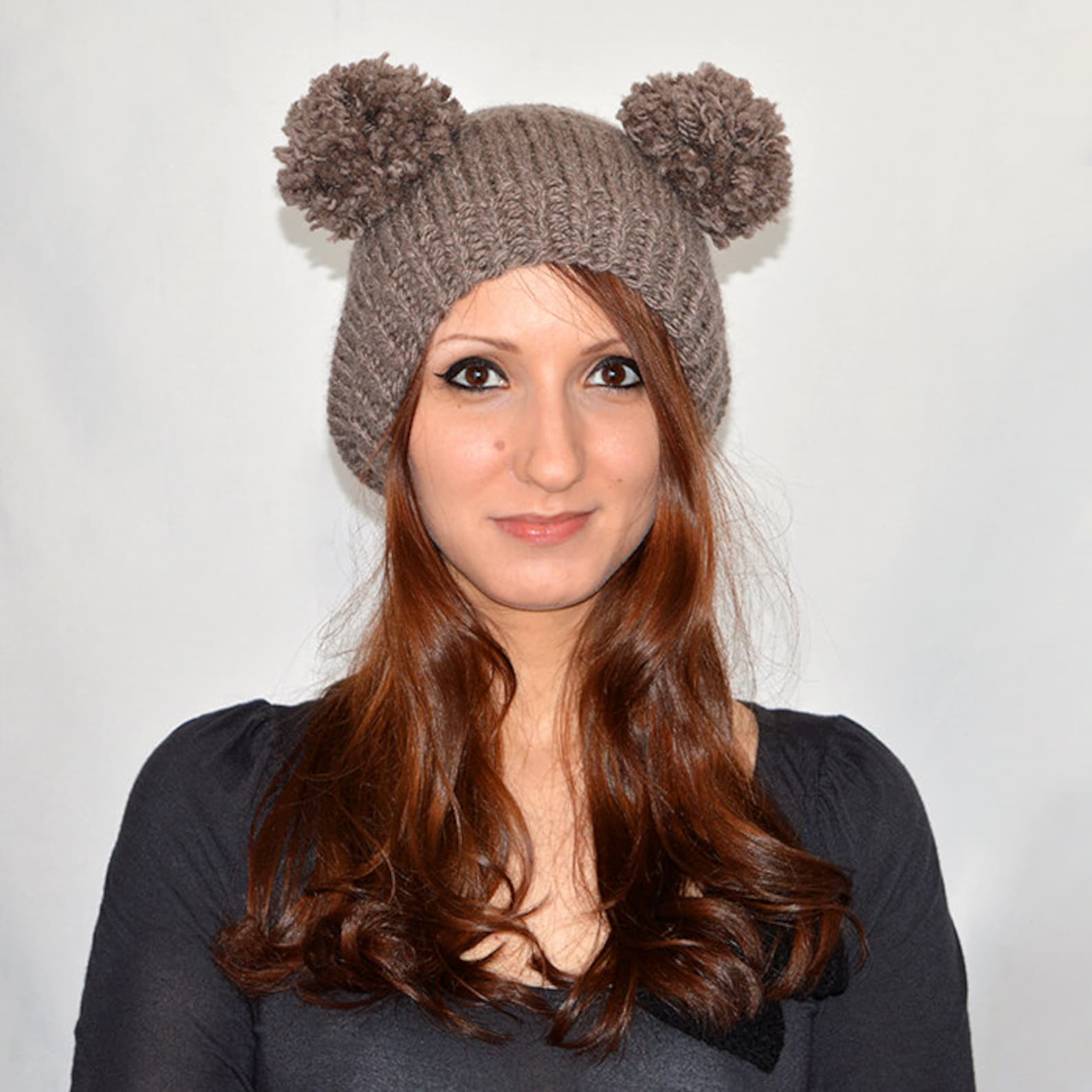 Bear Hat Knit Bear Ear Hat or Bear Beanie Womens Bear Hat | Etsy