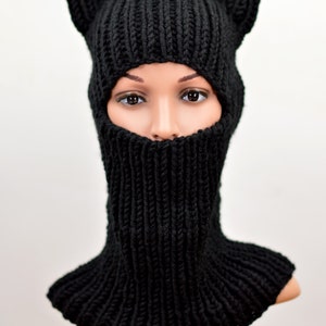 Cat Ear Balaclava Winter Animal Hood Cat Ear Beanie Hat Scarf Cat ...