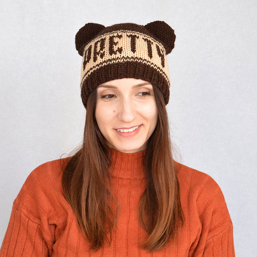 Personalized Hat With Bear Ears Custom Knit Hat Bear Beanie ...