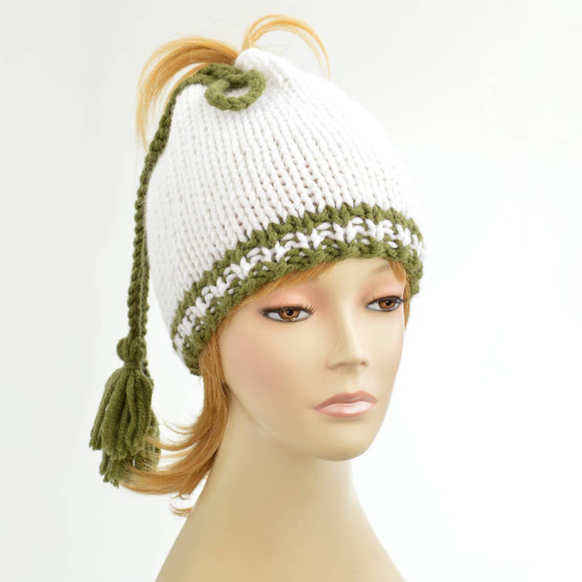 Hat Knitting Pattern // Ponytail Hat Ponytail Beanie Scarf - Etsy