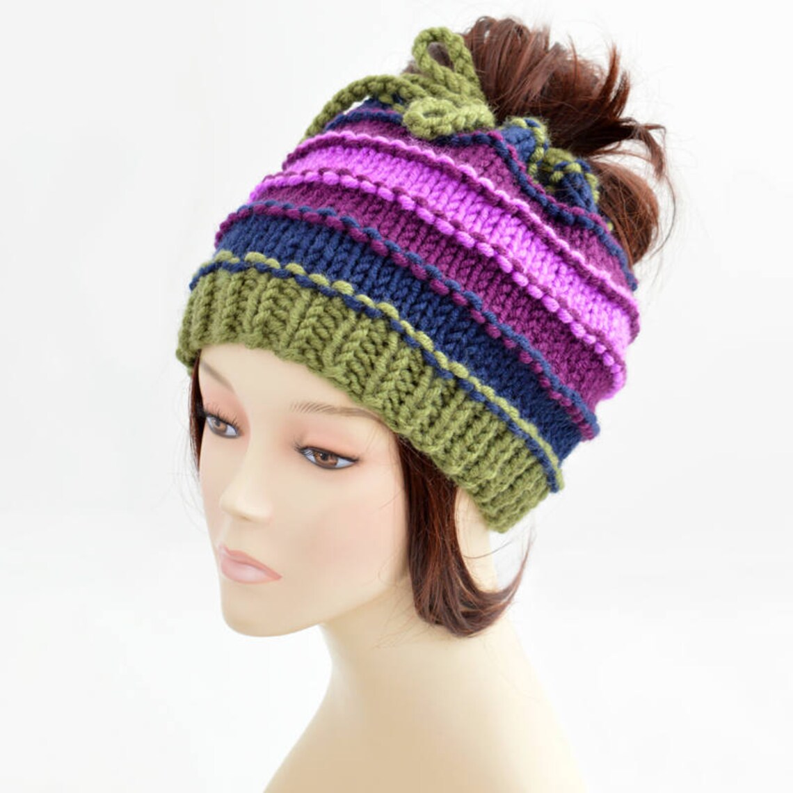 Ponytail Hat Scarf, Ponytail Beanie Womens Hat Transformer Hat With ...