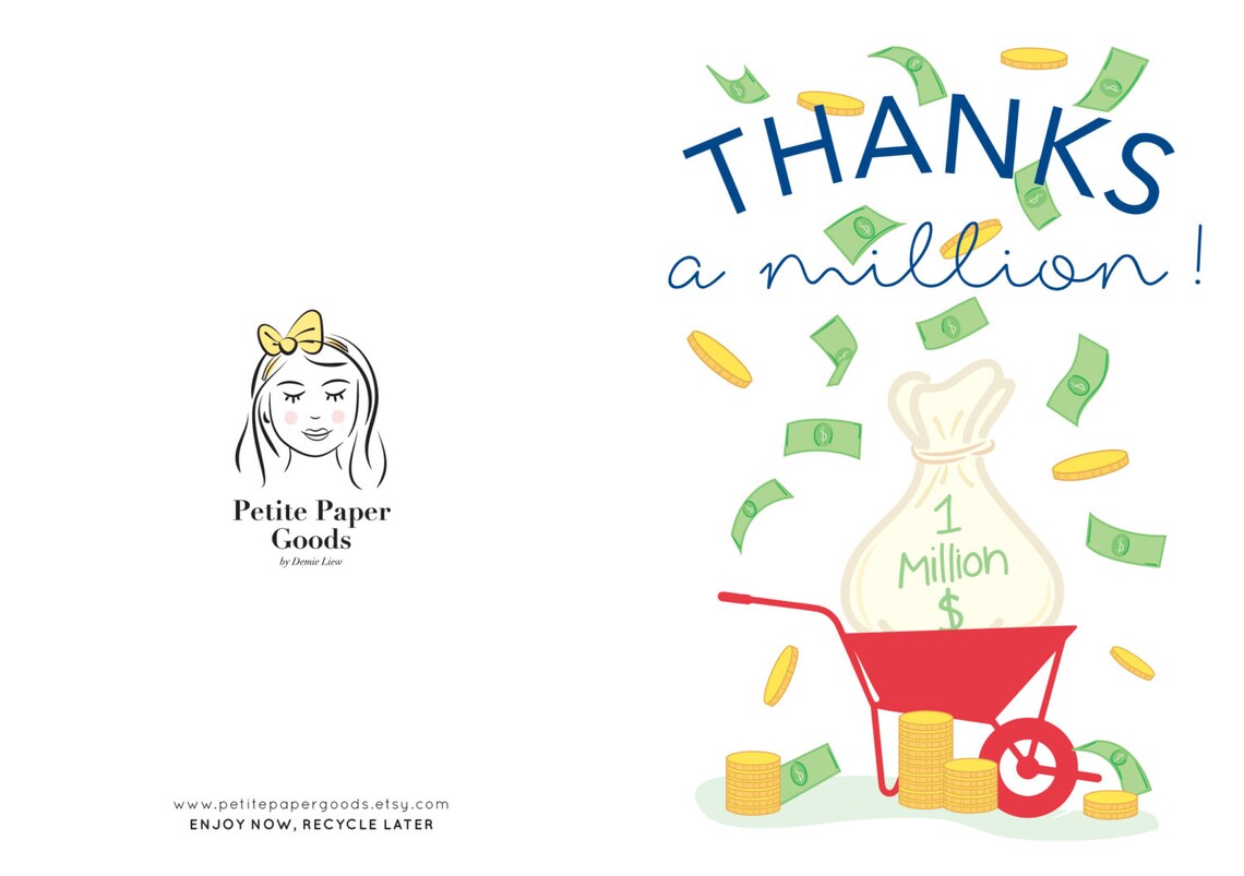 Thanks a Million Pun Card - Etsy