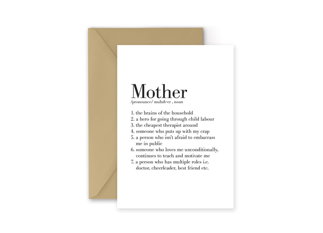 Custom Mother Definition Card - Etsy
