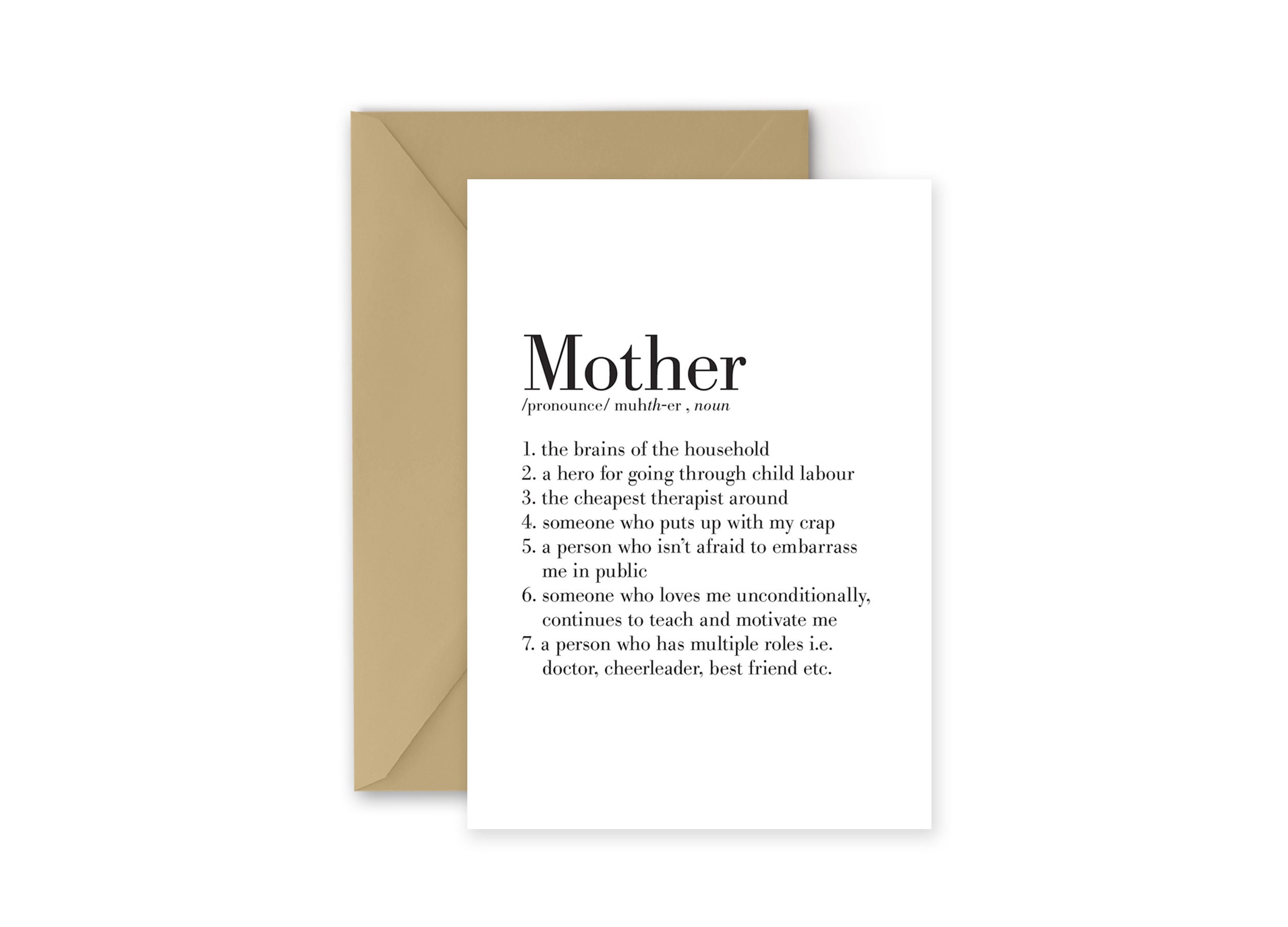Custom Mother Definition Card - Etsy