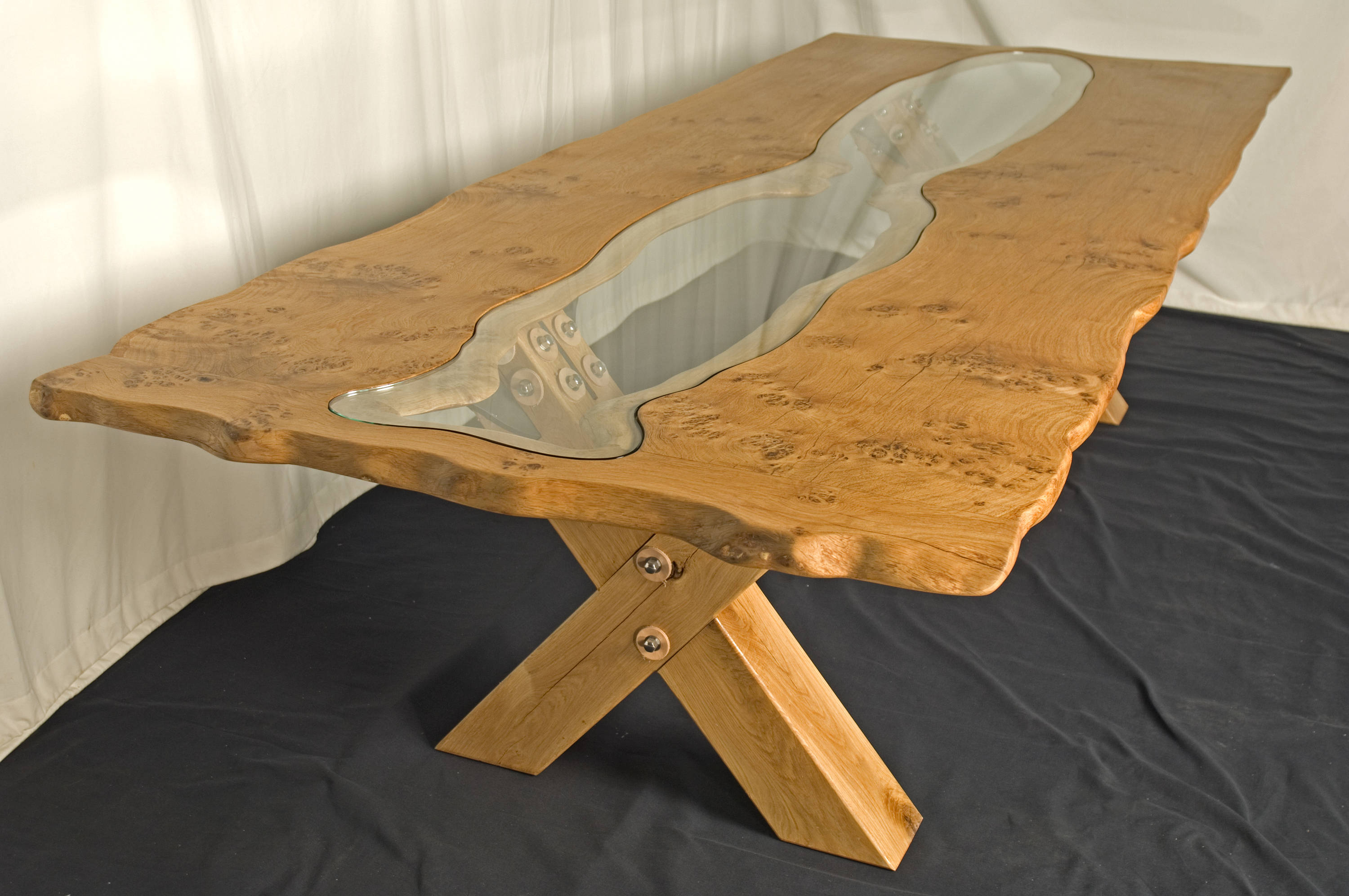 Dining Table 'x-legs' Pippy Oak & Glass Dining Table - Etsy UK