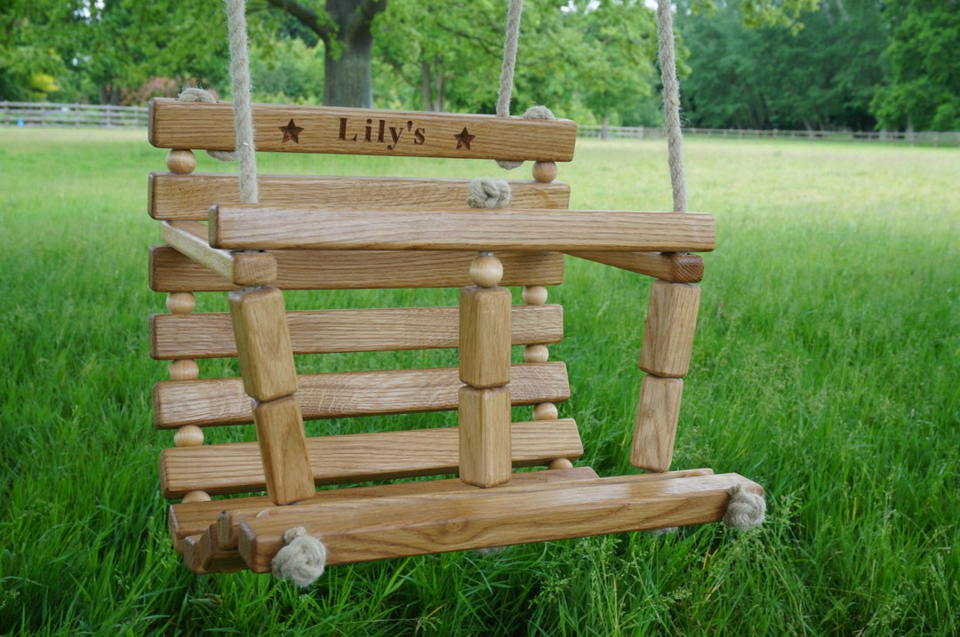 Solid Oak Tree Swing. the "lily Swing." Personalised. Toddler Safe Tree ...