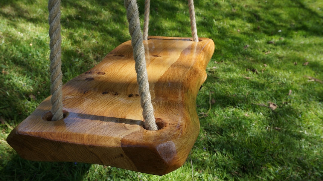 Natural Edged Solid Oak Tree Swing. Adult Size. Wood Tree Swing - Etsy