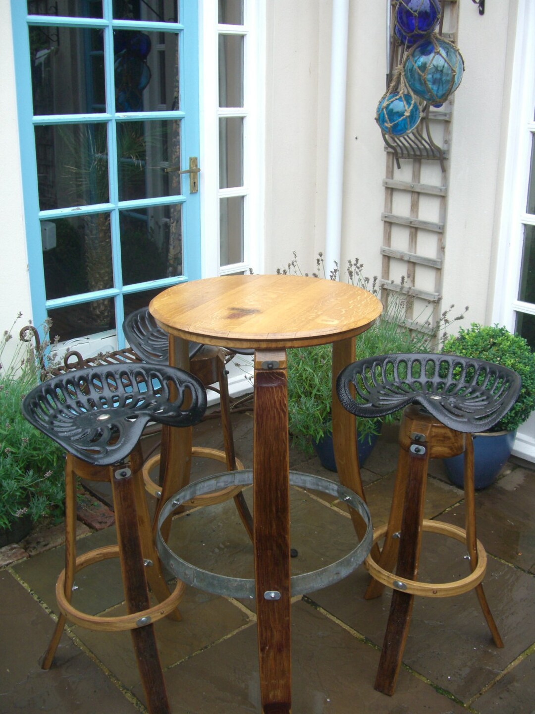 Red Wine Oak Barrel Table and Swivelling Cast Iron Vintage - Etsy