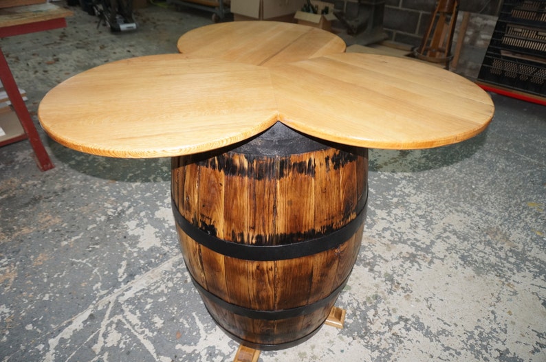 The Heather. 3 Leaf Clover Wine Barrel Table - Etsy