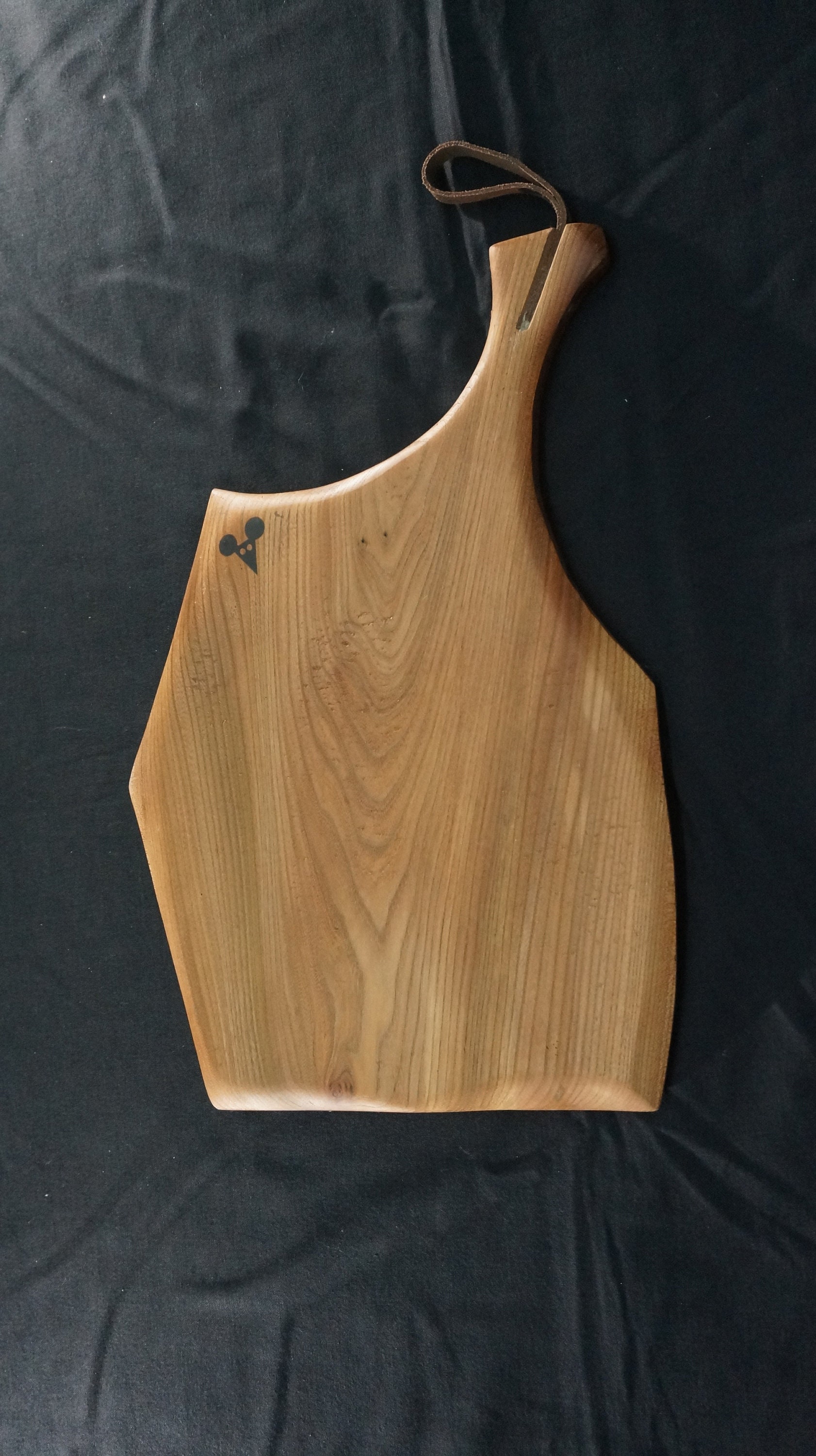 Elm Charcuterie Serving Paddle. Natural Edged With Handle and Leather ...