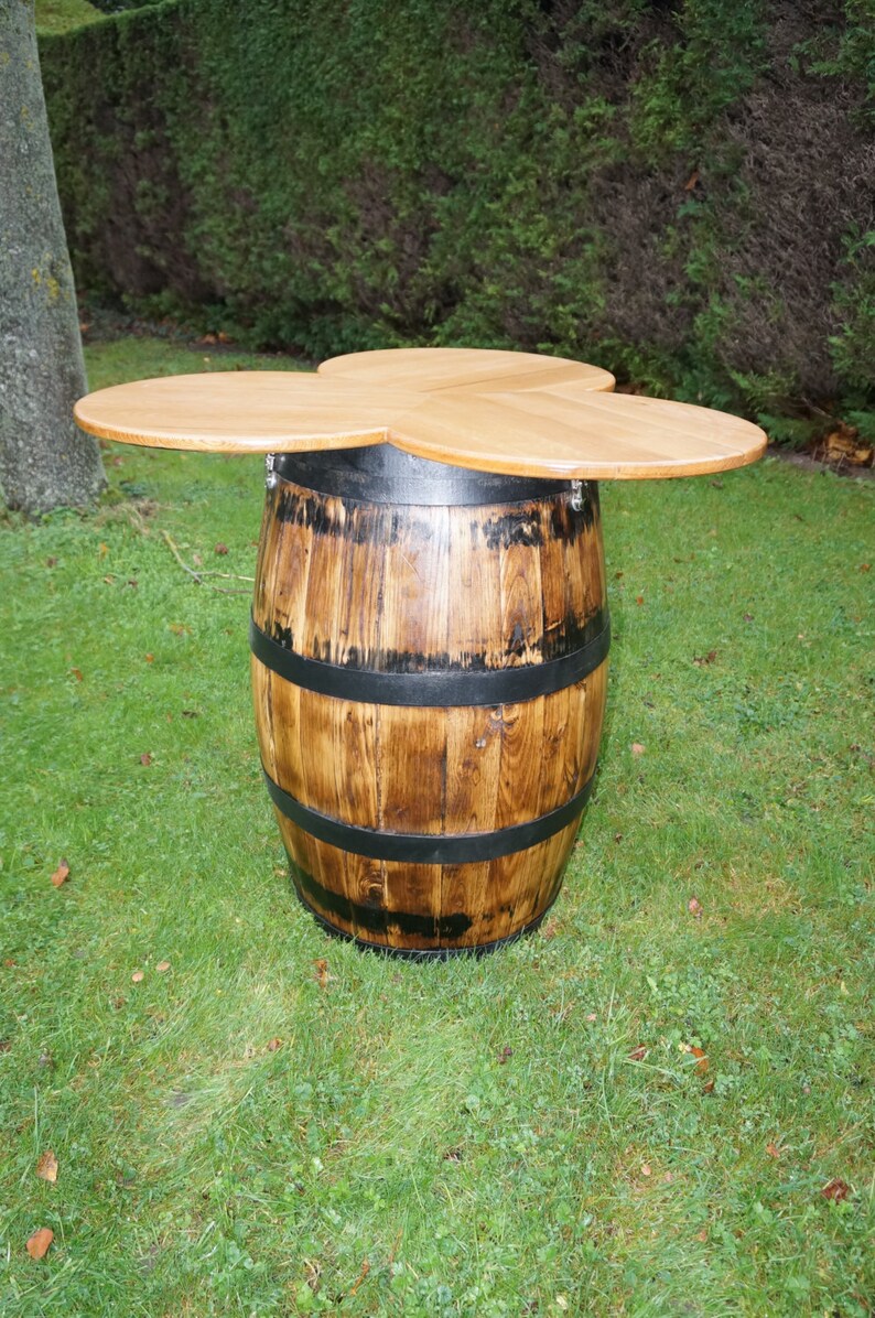 The Heather. 3 Leaf Clover Wine Barrel Table - Etsy