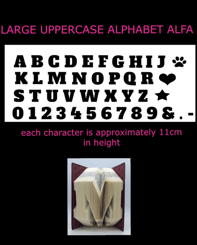 Folded Book Art - LARGE Alphabet Alfa Font Upper Case, Numbers and ...