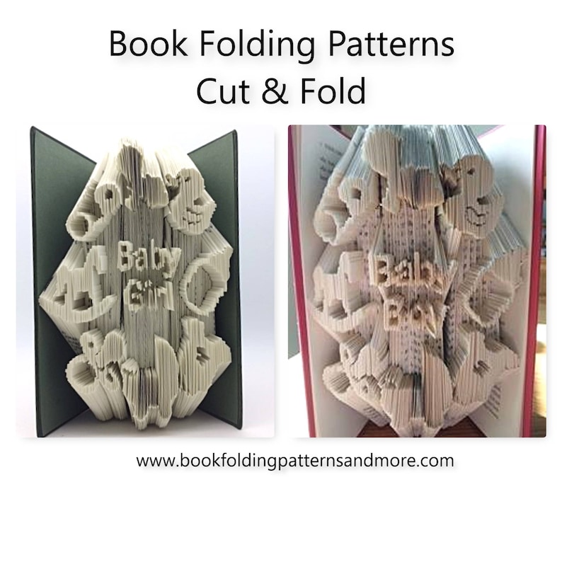 Cut & Fold Book Folding PATTERN Set of 2 Patterns Baby Girl | Etsy