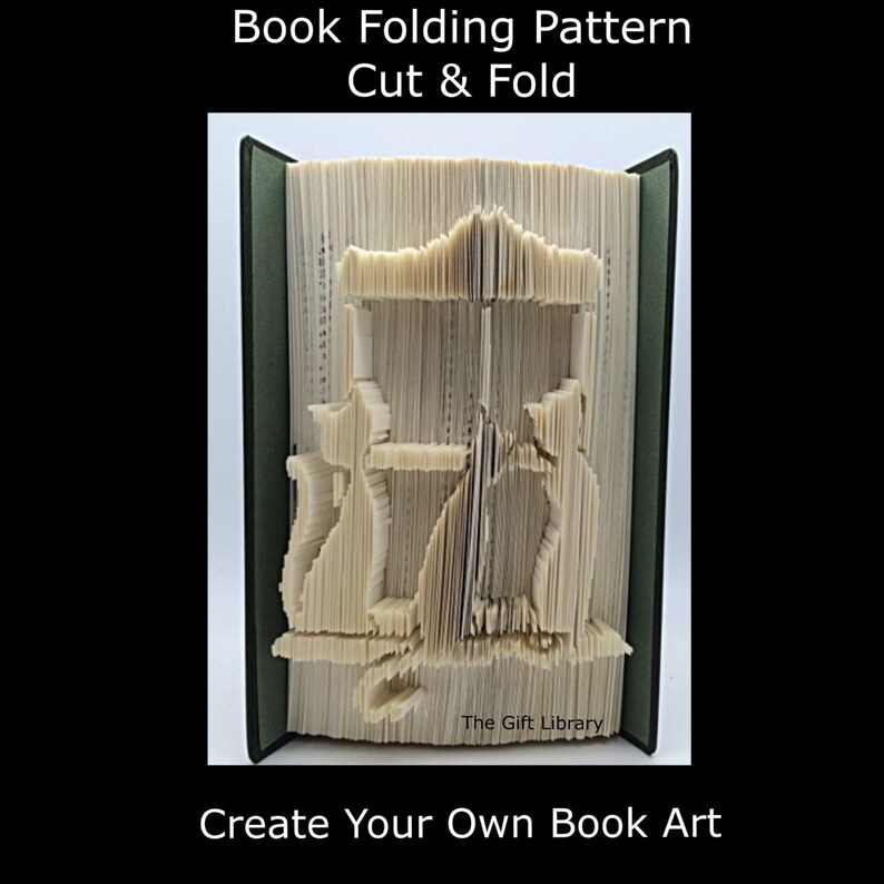 Cut & Fold Book Folding PATTERN~ Cats on Window Sill, Shabby Chic ...