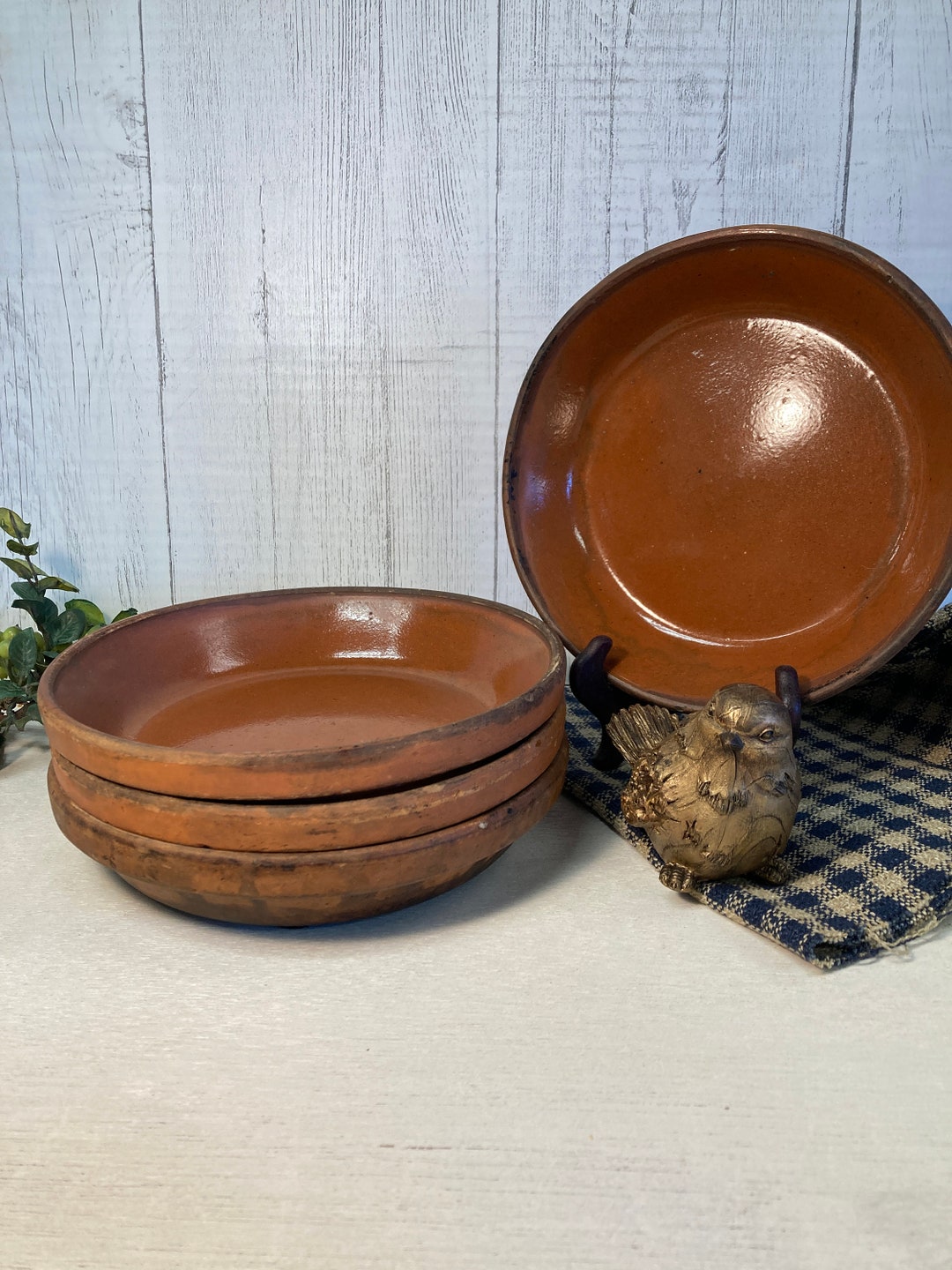 Redware Dirt Dishes Earthenware Set of 4 - Etsy