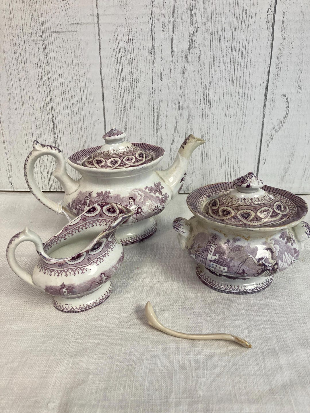 Child's Purple Transferware Tea Set GOAT GIRL Edge Malkin & Co ...