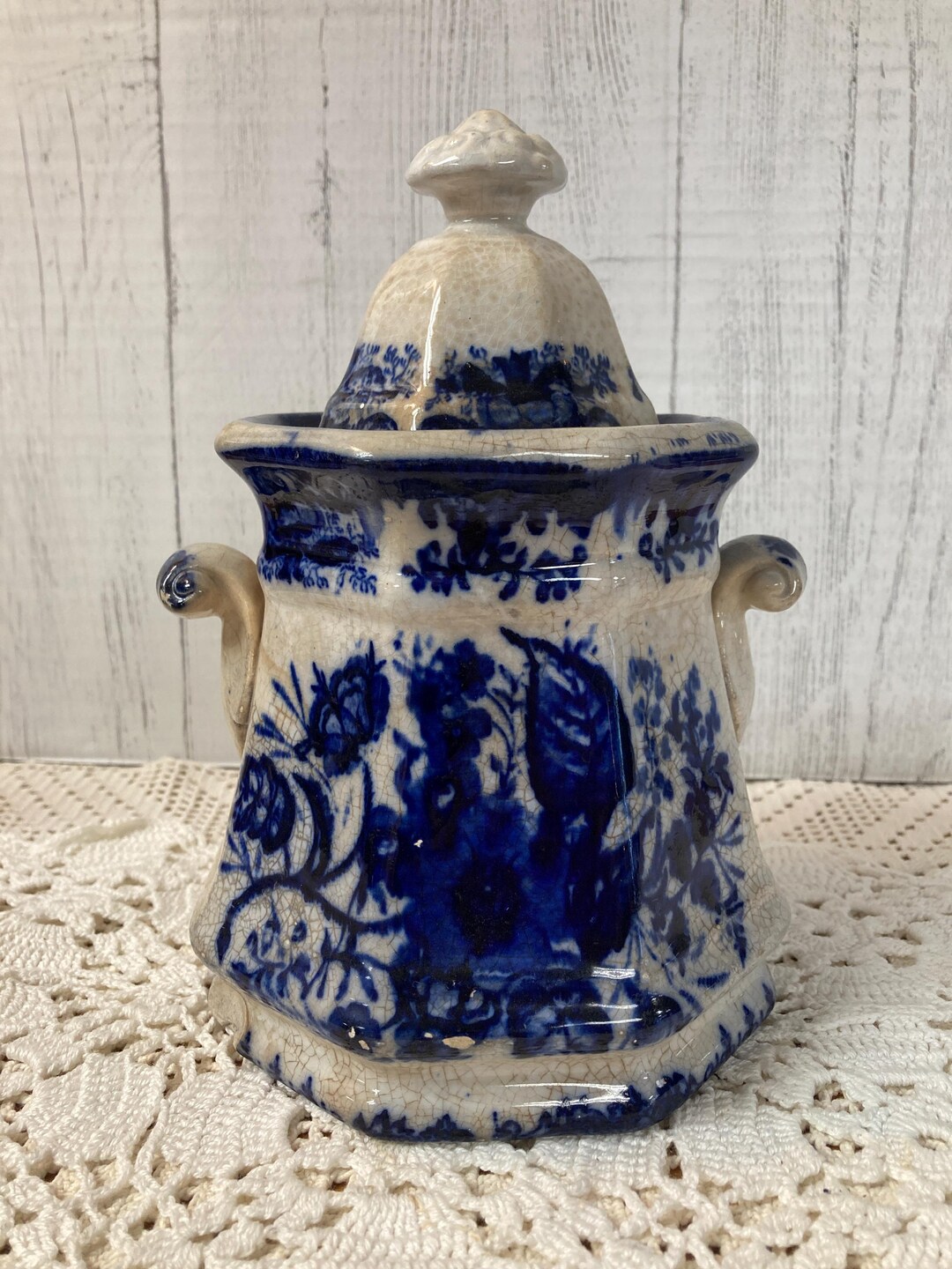 Antique Flow Blue Octagonal Sugar Bowl With Lid, Circa 1800s - Etsy