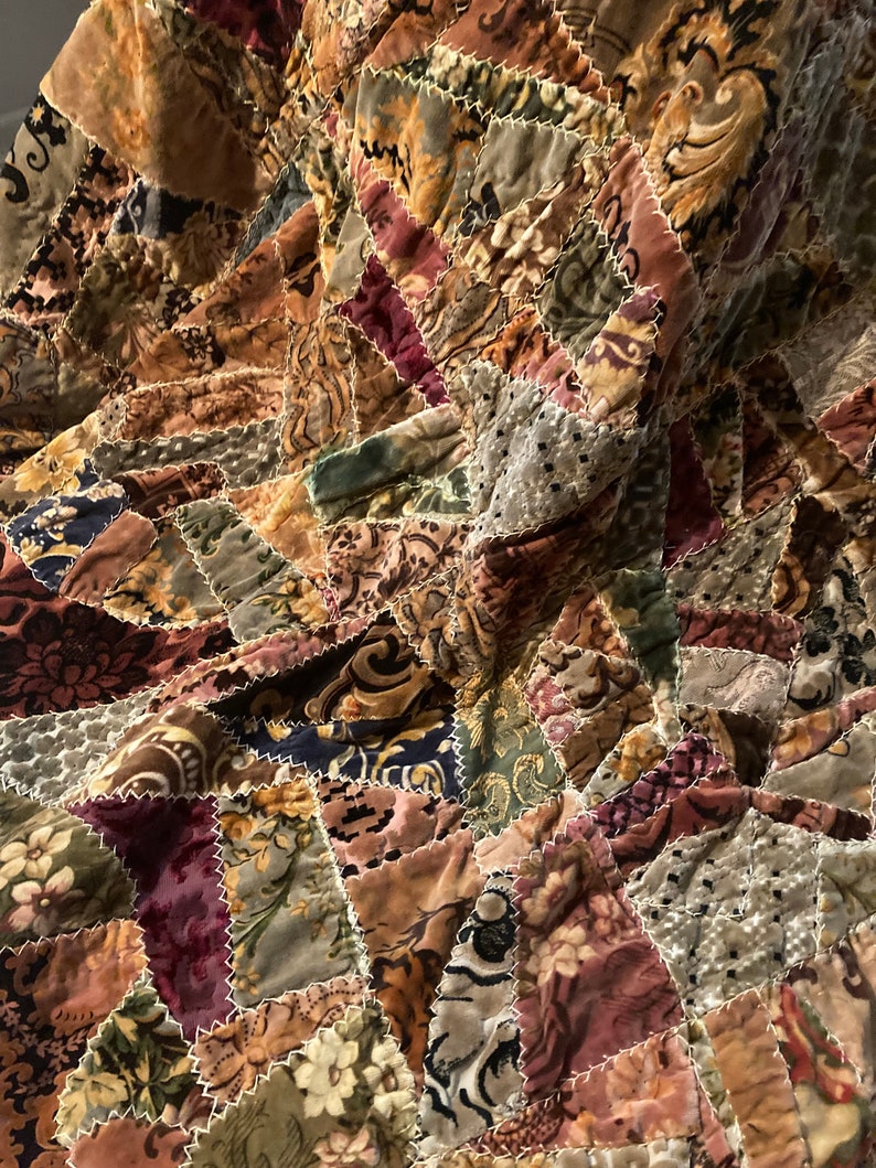 Antique Crazy Quilt Embroidered Hand Made 60 X 82 - Etsy