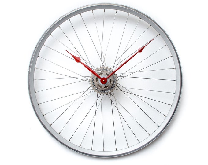 Bike Wheel Clock, Large Wall Clock, Unique Clock, Steampunk Modern ...