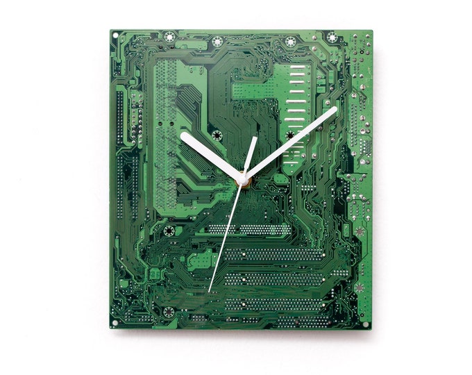 Green Circuit Board Clock Industrial Wall Decor Industrial - Etsy