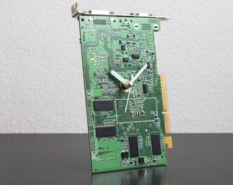 Small Desk Clock Computer Geek Gift Green Circuit Board | Etsy