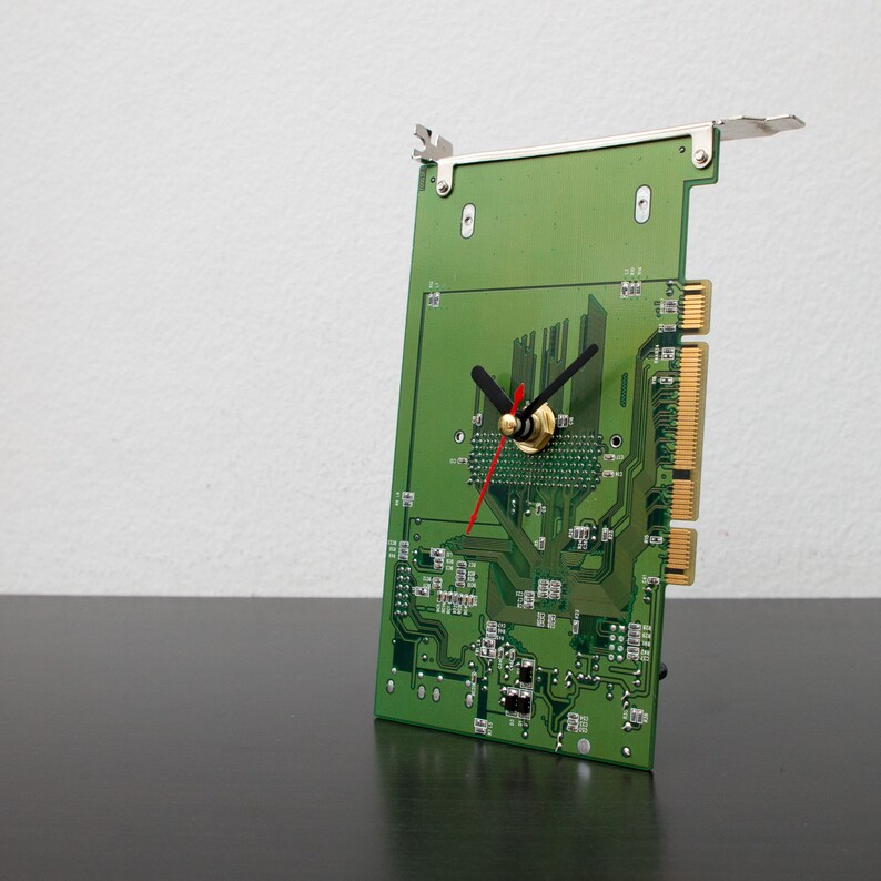 Green Desk Clock Circuit Board Clock Recycled Computer Parts | Etsy