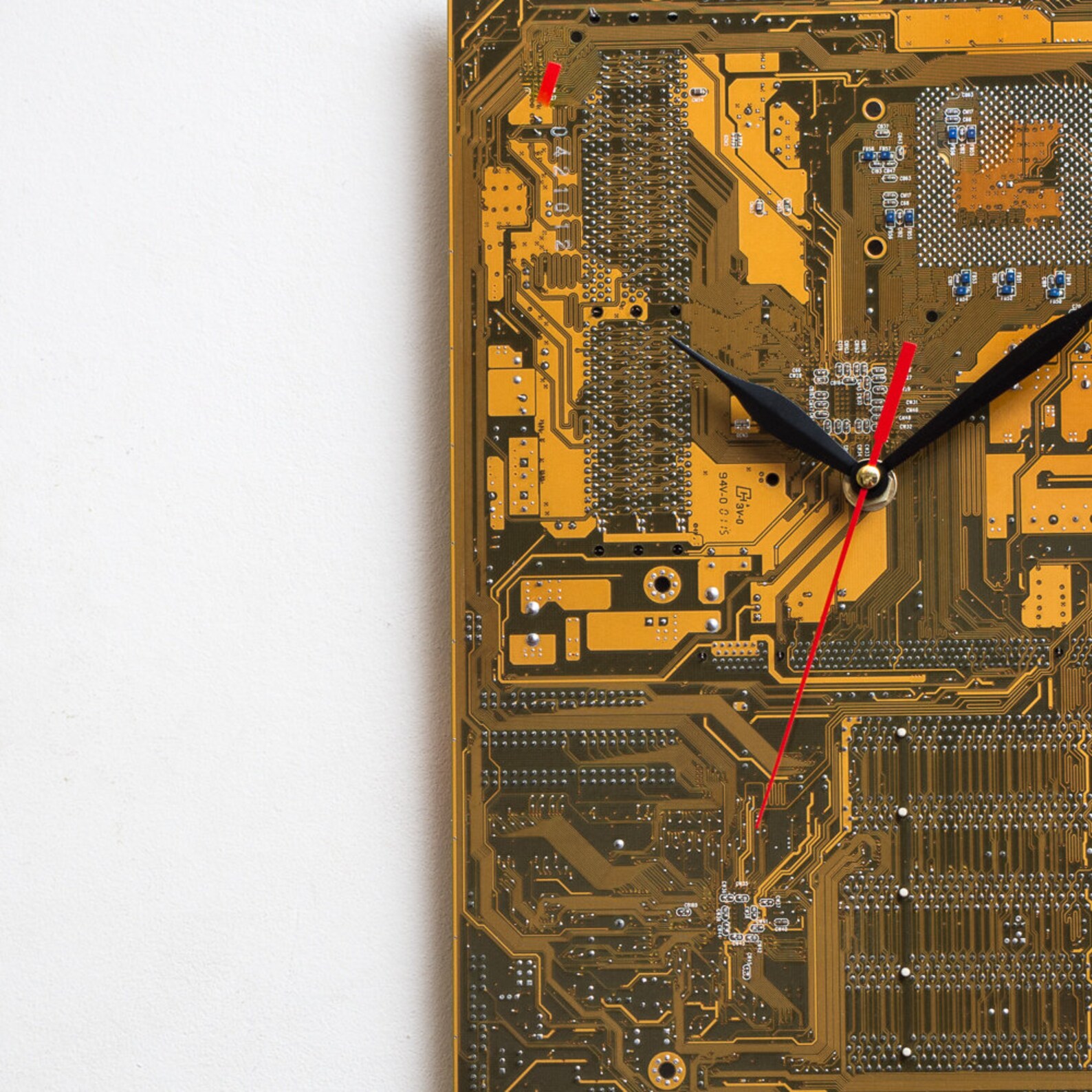 Circuit Board Clock Dark Yellow Large Wall Clock Unique Wall - Etsy