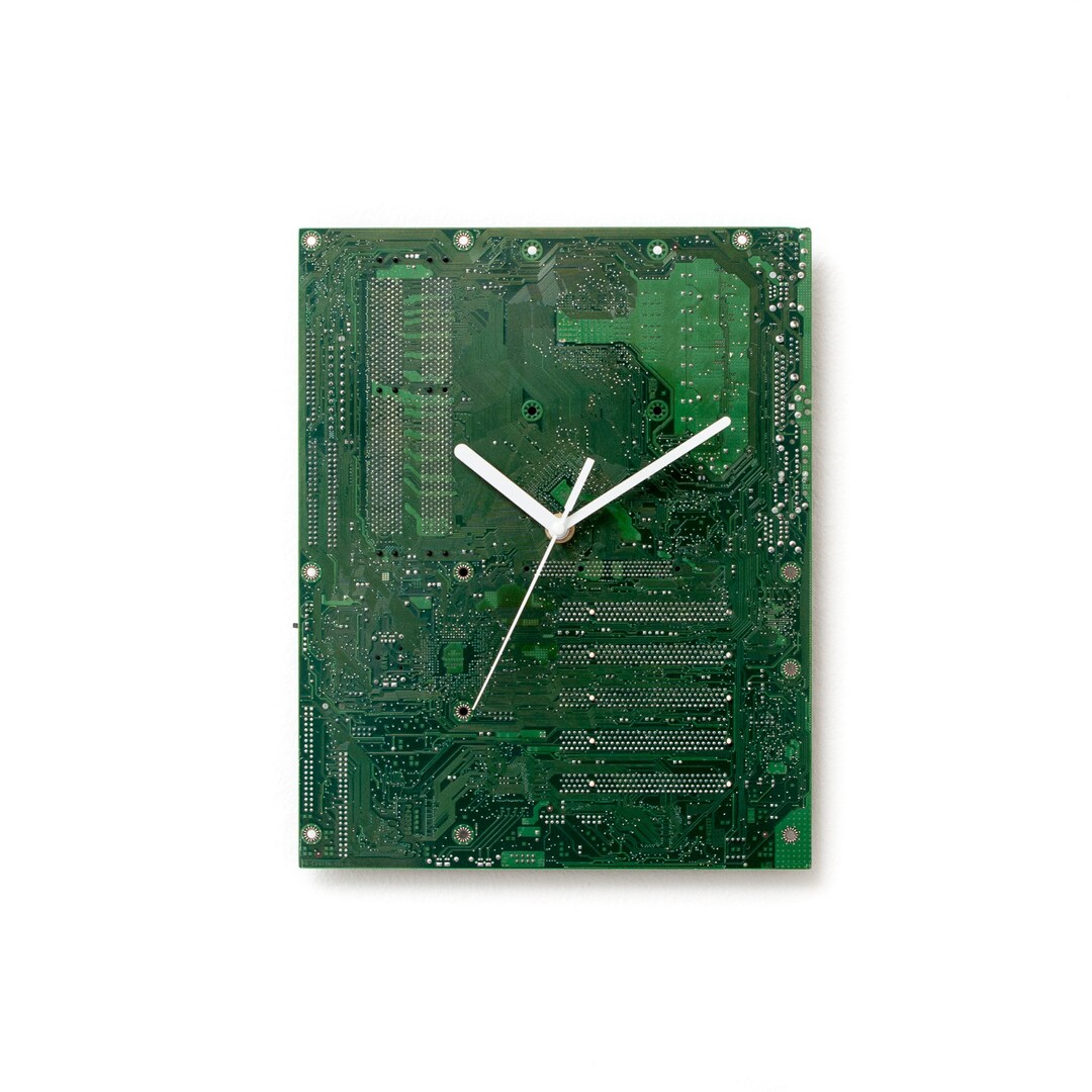 Large Green Wall Clock, Motherboard Wall Clock, Industrial Wall Clock, Electrician Tech Gift ...