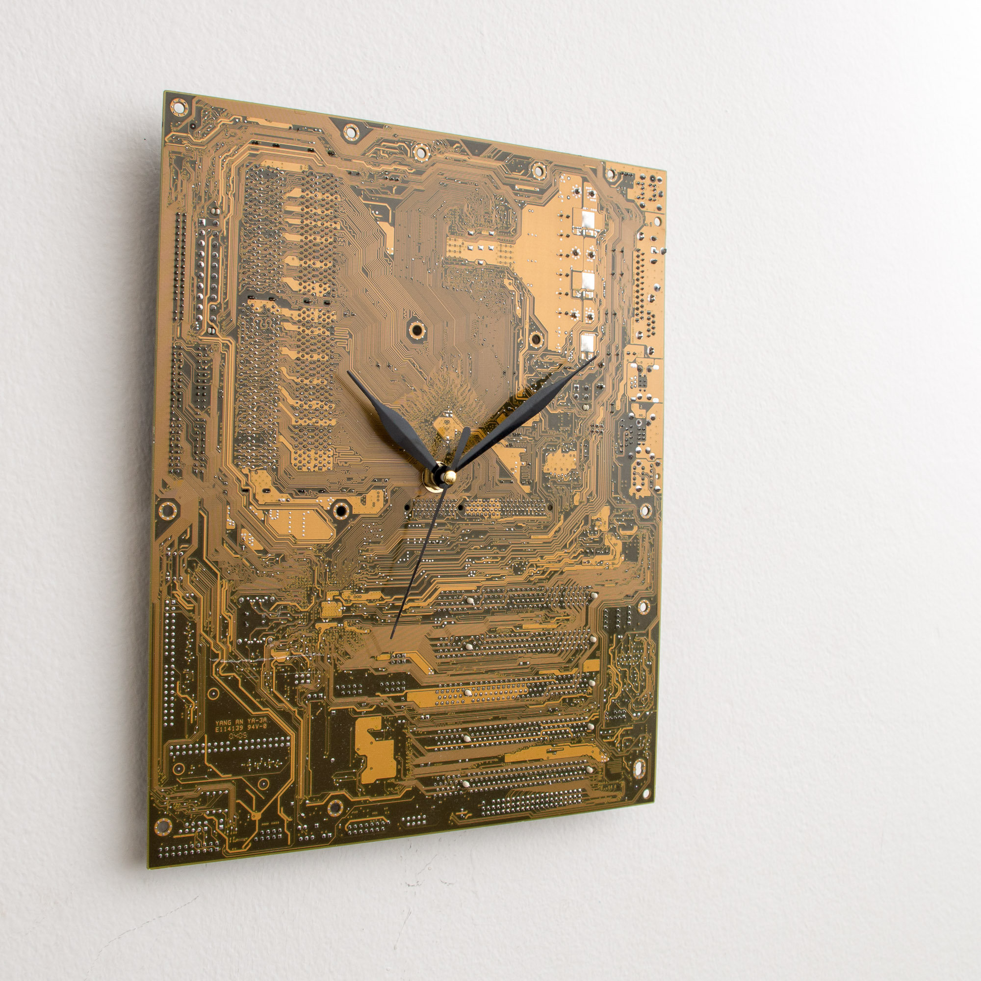 Dark Yellow Large Wall Clock Circuit Board Clock With Black - Etsy