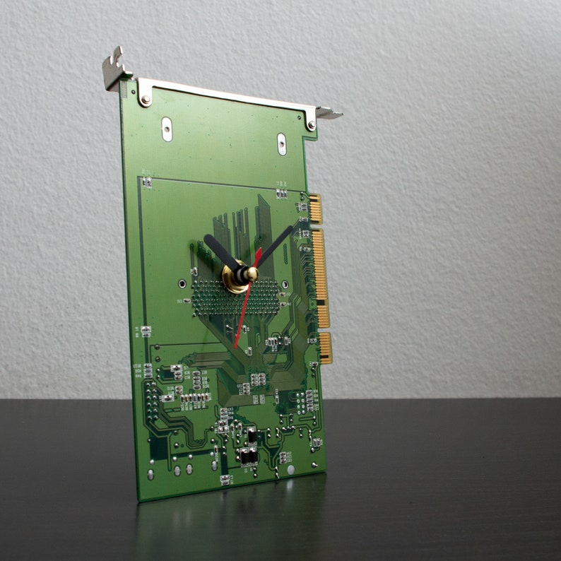 Green Desk Clock Circuit Board Clock Recycled Computer Parts | Etsy