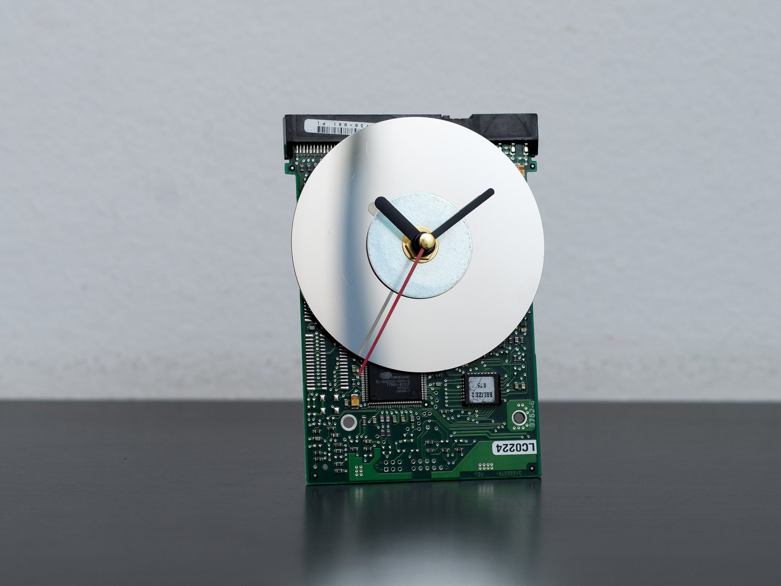 Green Desk Clock, Circuit Board Clock, Recycled Computer Parts Clock ...