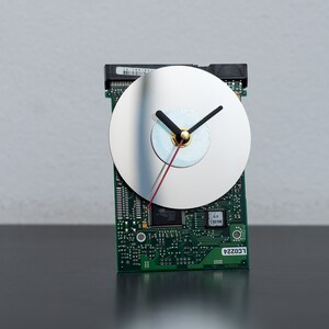 Green Desk Clock, Circuit Board Clock, Recycled Computer Parts Clock ...