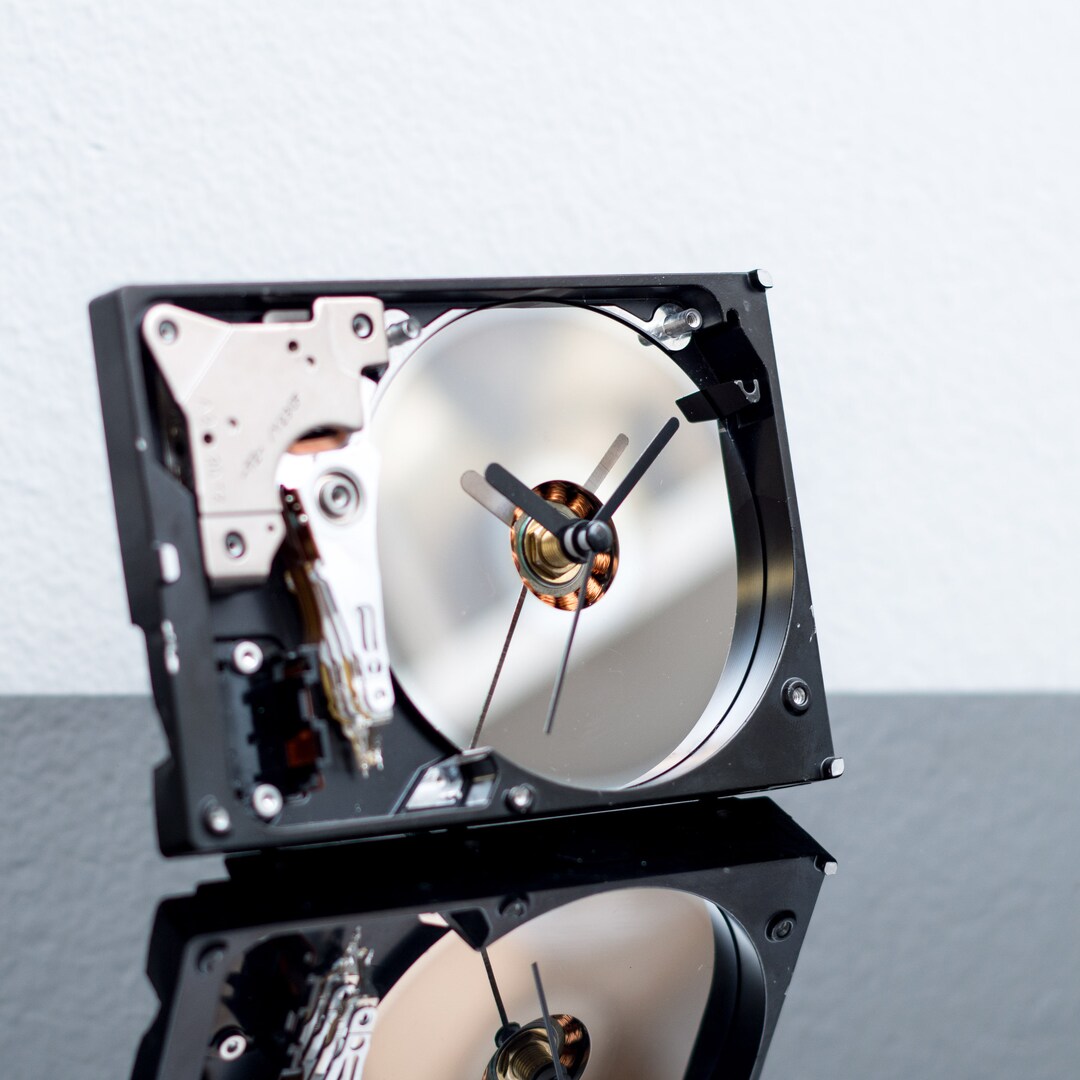 Computer Tech Nerd Gift, Computer Parts Desk Clock, Recycled Hard Drive ...