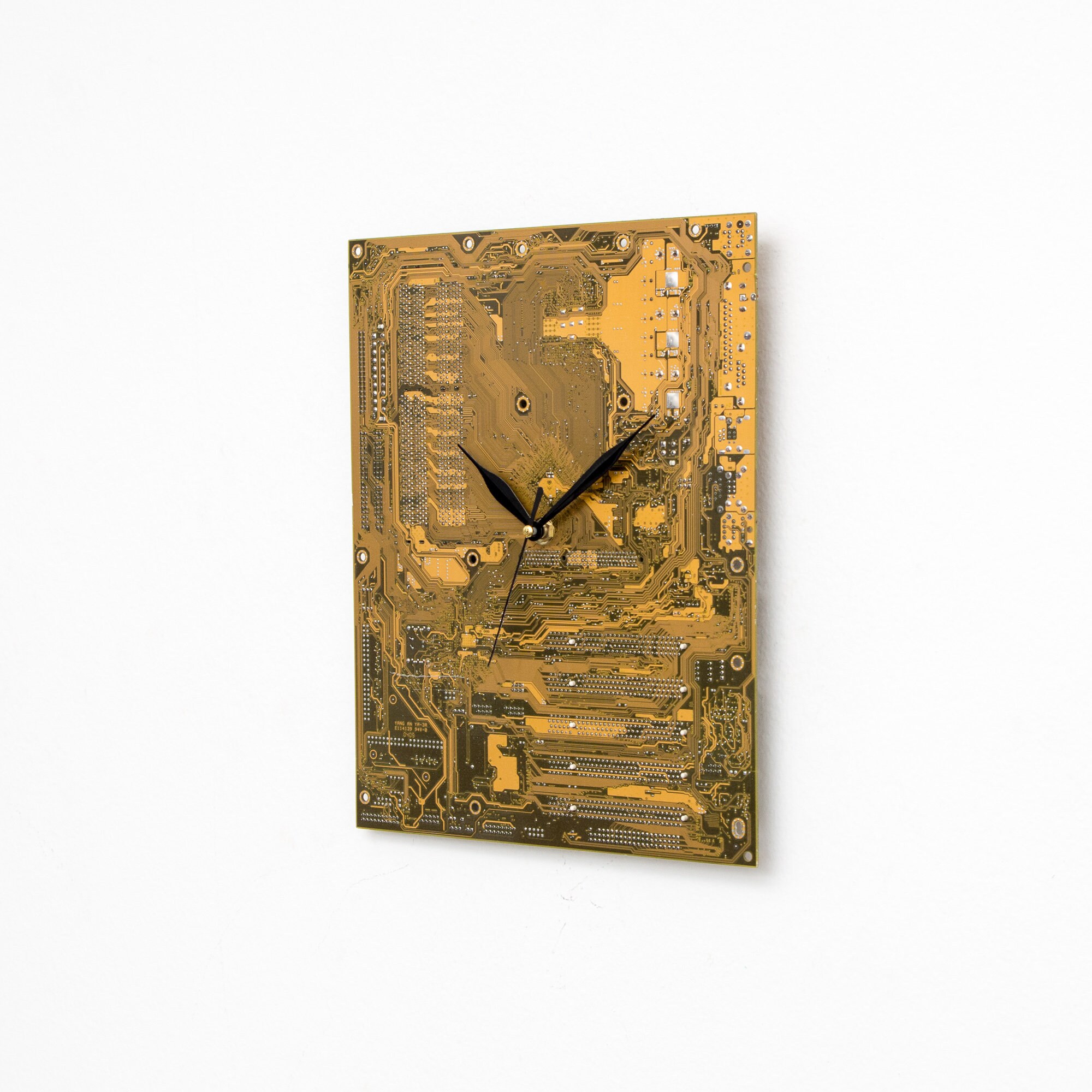 Dark Yellow Large Wall Clock Circuit Board Clock With Black - Etsy