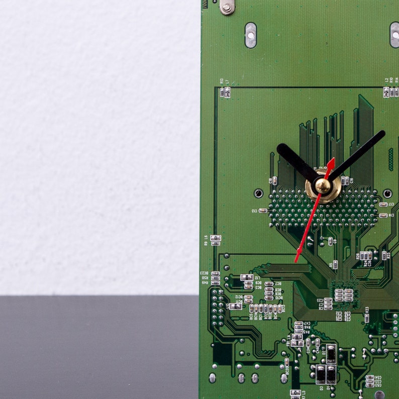 Green Desk Clock Circuit Board Clock Recycled Computer Parts | Etsy