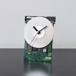 Green Desk Clock, Circuit Board Clock, Recycled Computer Parts Clock ...