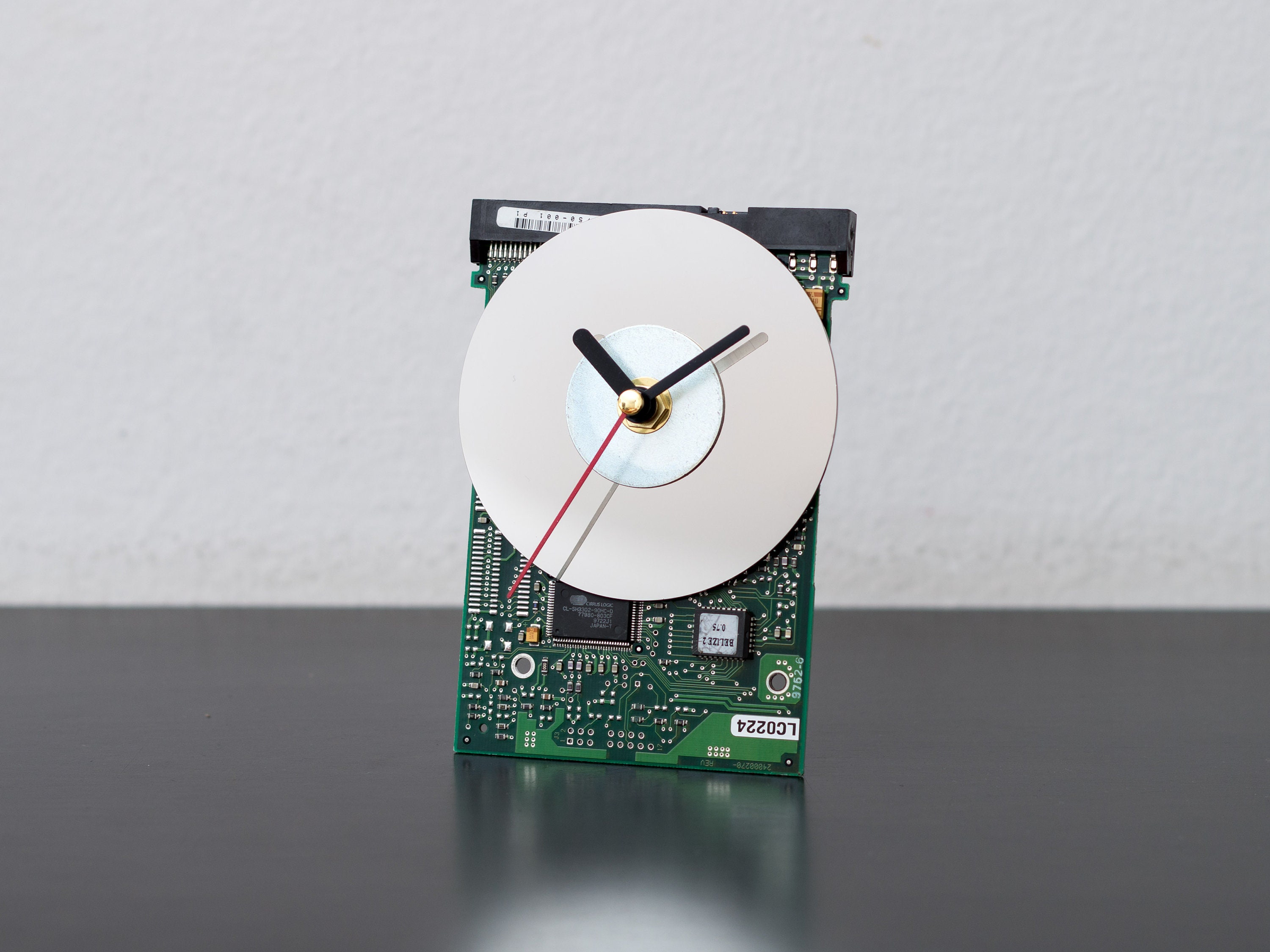 Green Desk Clock, Circuit Board Clock, Recycled Computer Parts Clock ...