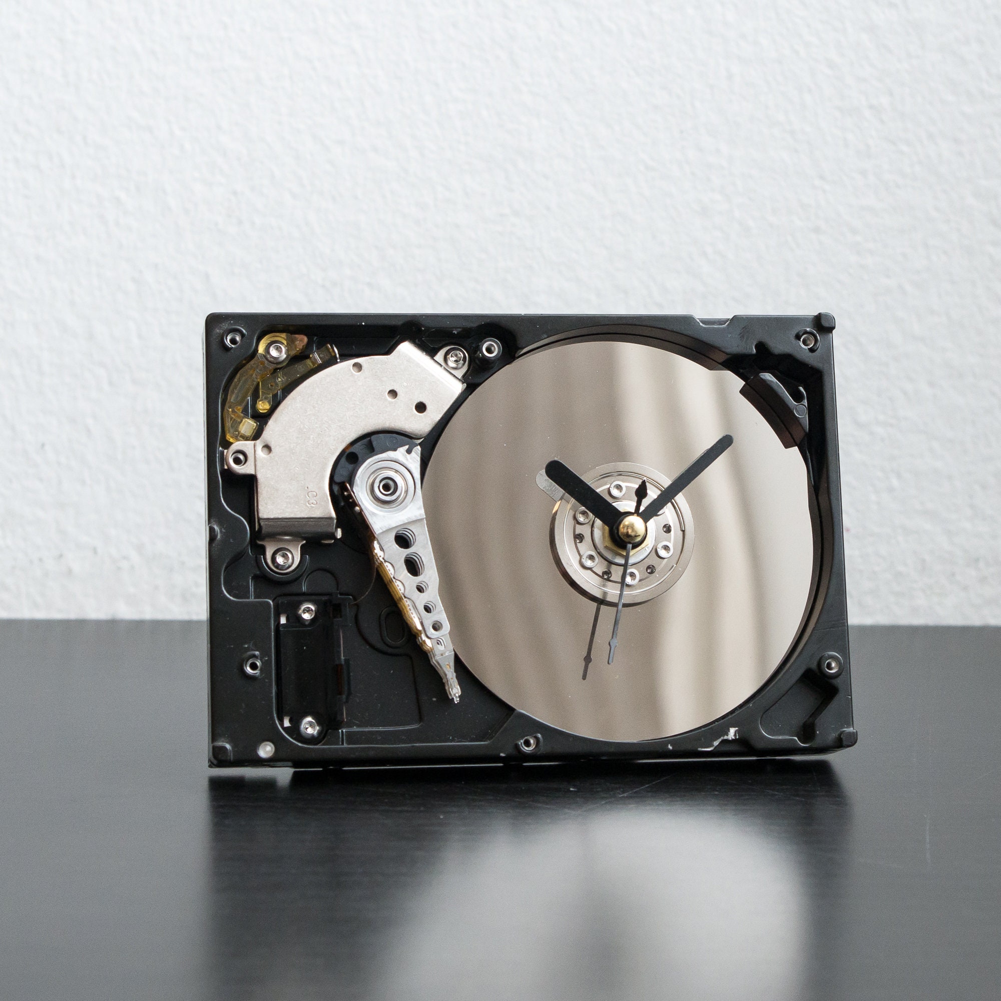 Black Hard Drive Clock Small Desk Clock Black Clock Modern | Etsy