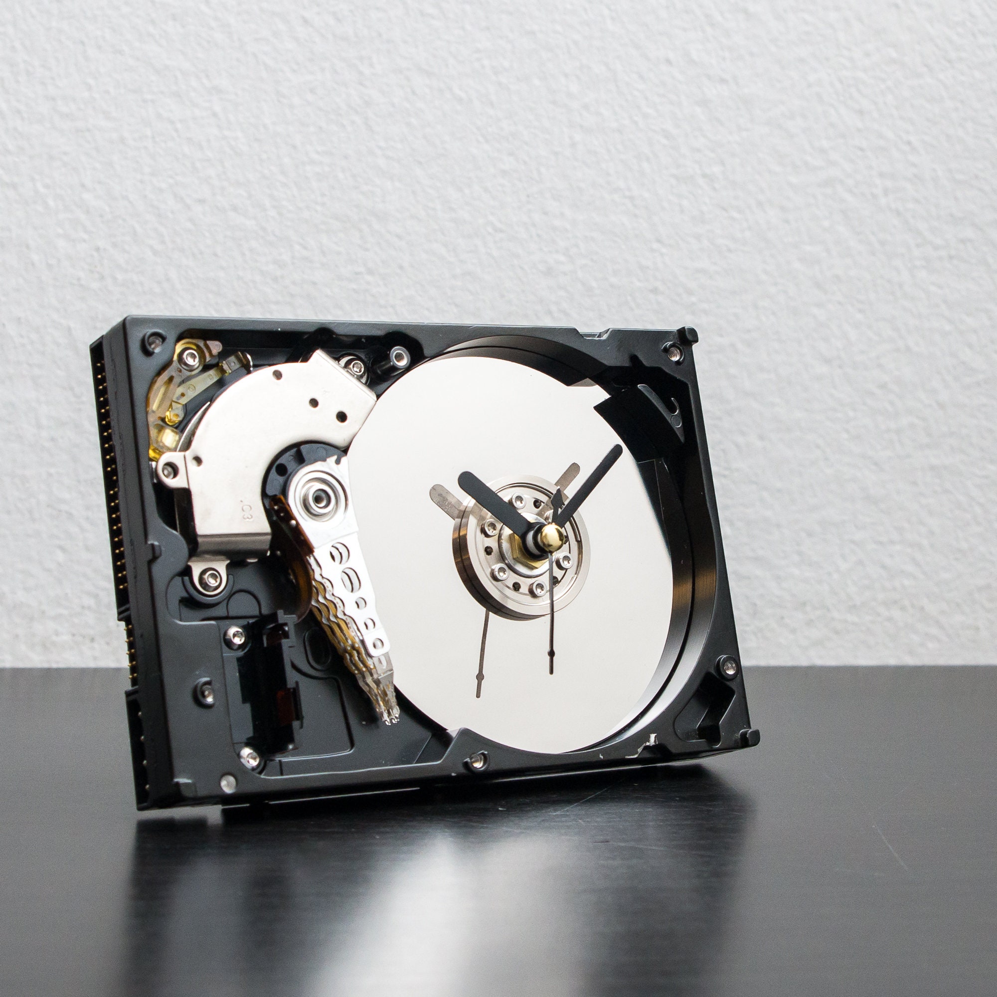 Black Hard Drive Clock Small Desk Clock Black Clock Modern | Etsy