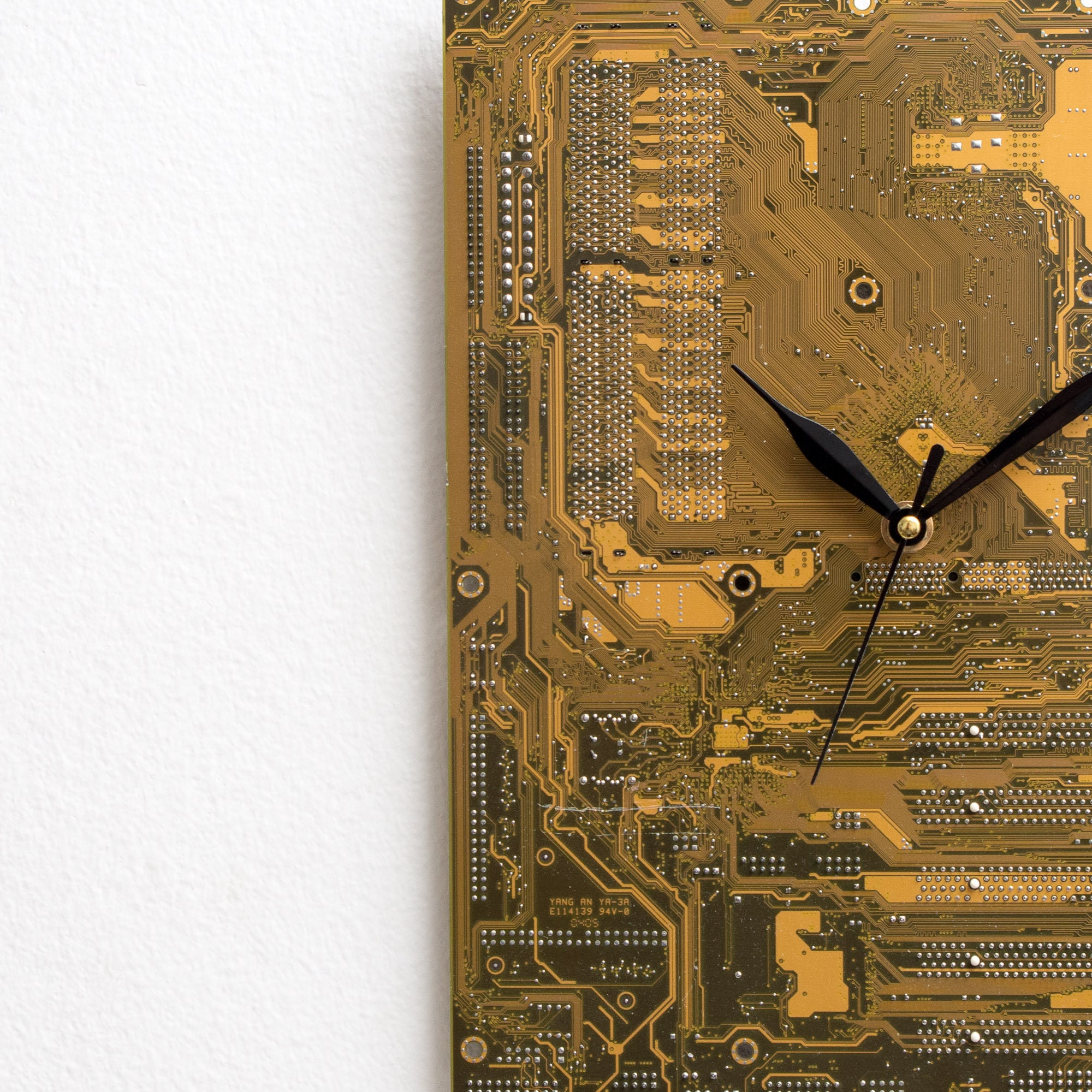 Dark Yellow Large Wall Clock Circuit Board Clock With Black - Etsy
