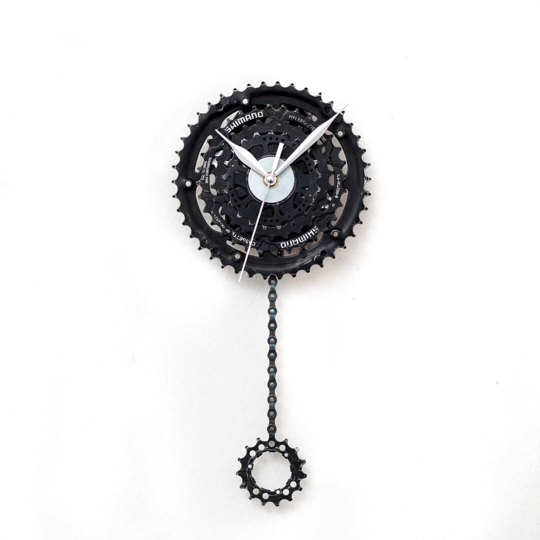 Bicycle Parts Clock, Pendulum Wall Clock, Bike Gears and Cogs Clock ...